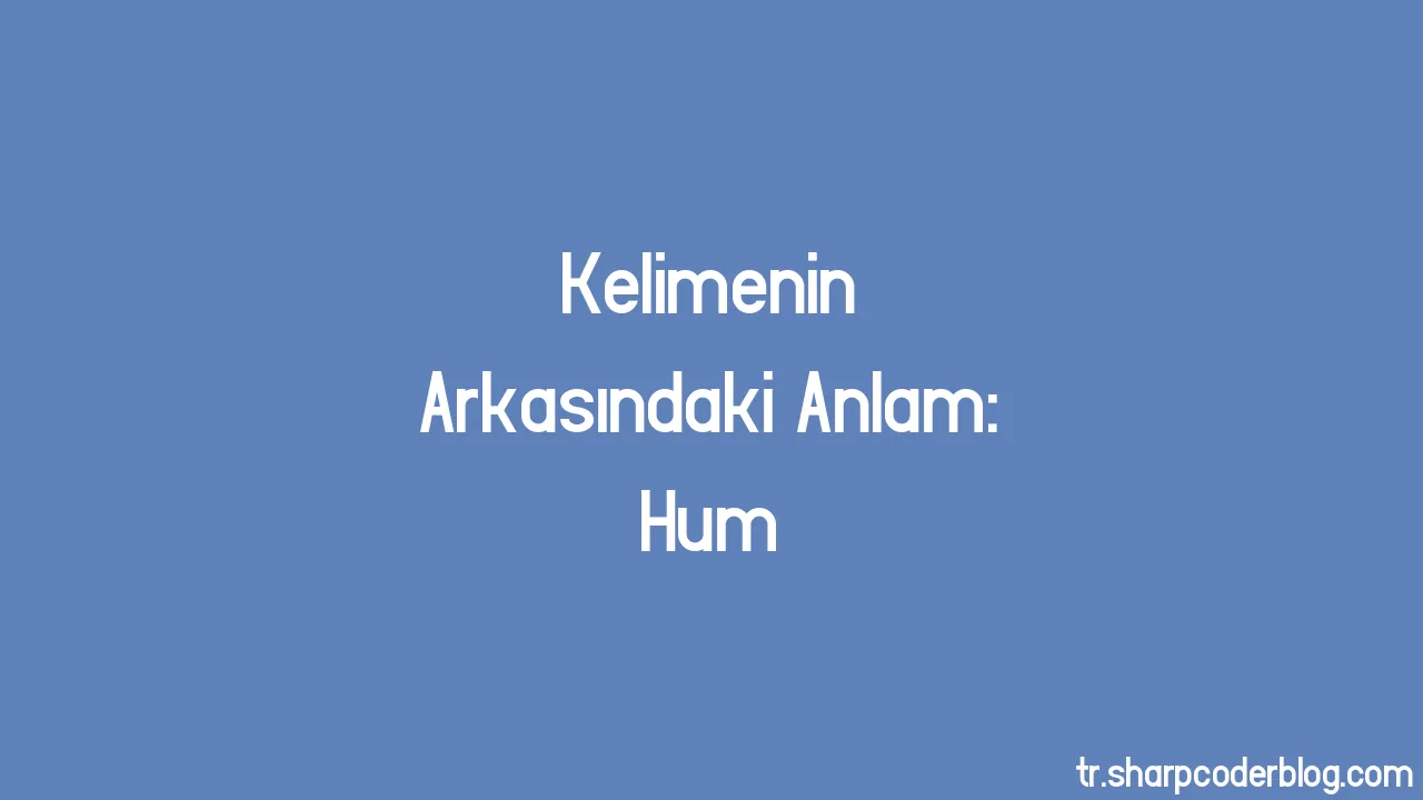 Kelimenin Arkasındaki Anlam: Hum | Sharp Coder Blog