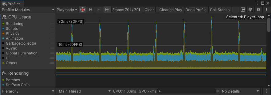 Unity Profiler Penceresi